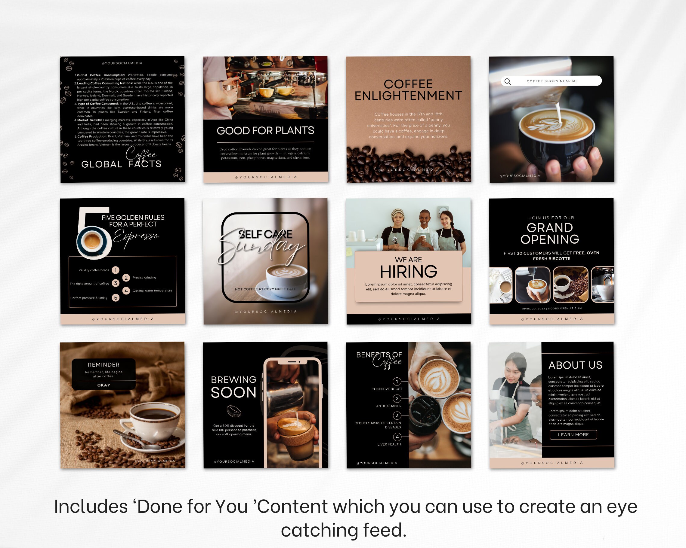 Coffee Instagram Templates | INSTANT DOWNLOAD | Café Business Social ...