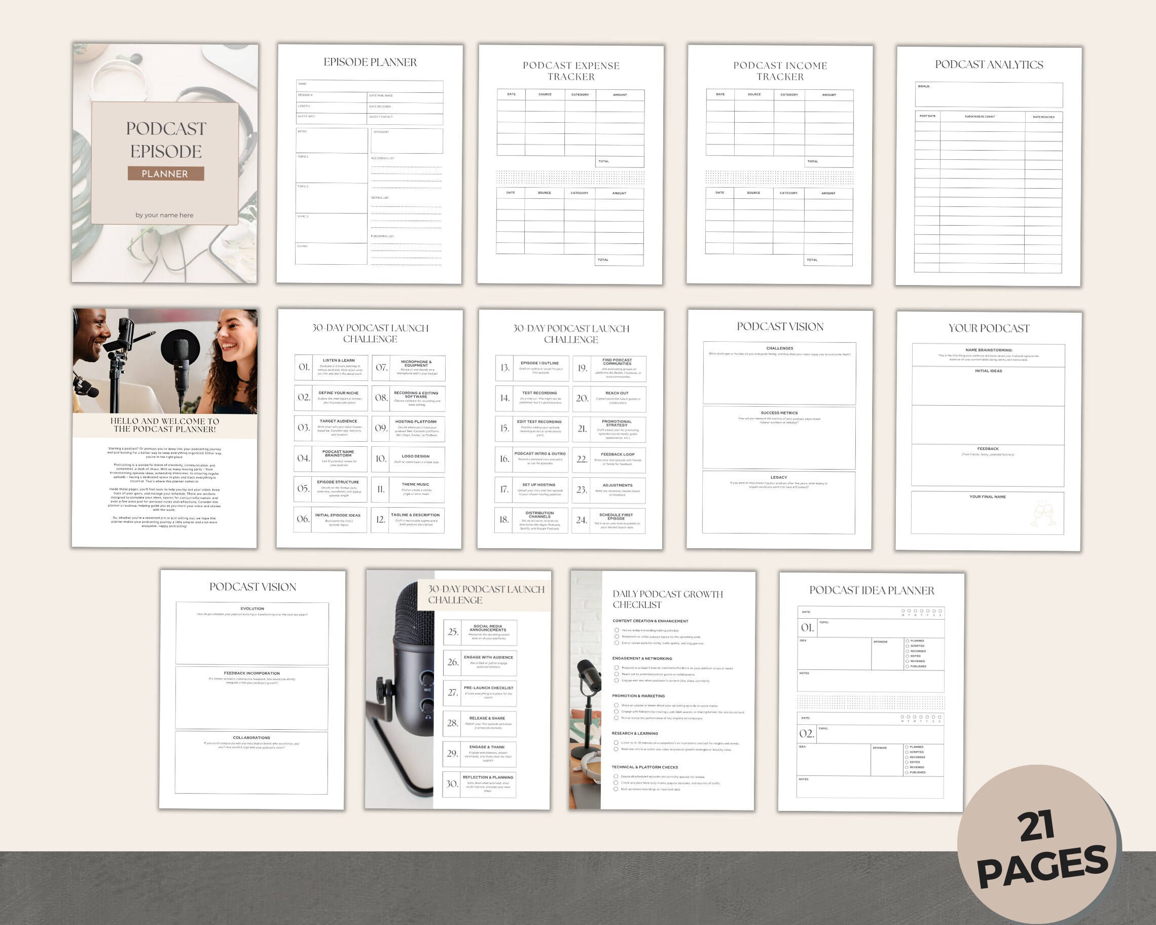 Podcast Episode Template | INSTANT DOWNLOAD | Podcast Planner Digital ...