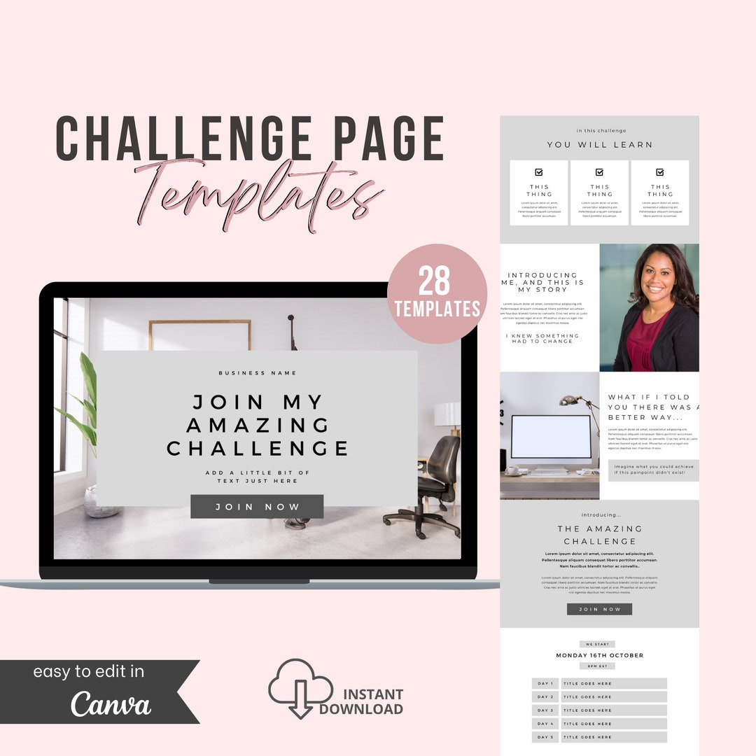 Challenge Promo Page, Instant Download, Canva Templates, Online ...