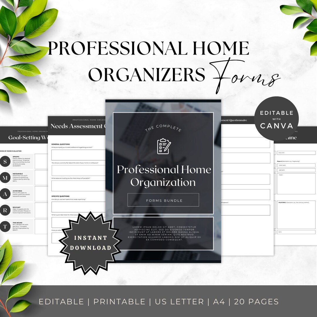 Editable Professional Organizer Client Intake Form | Home Organizer ...