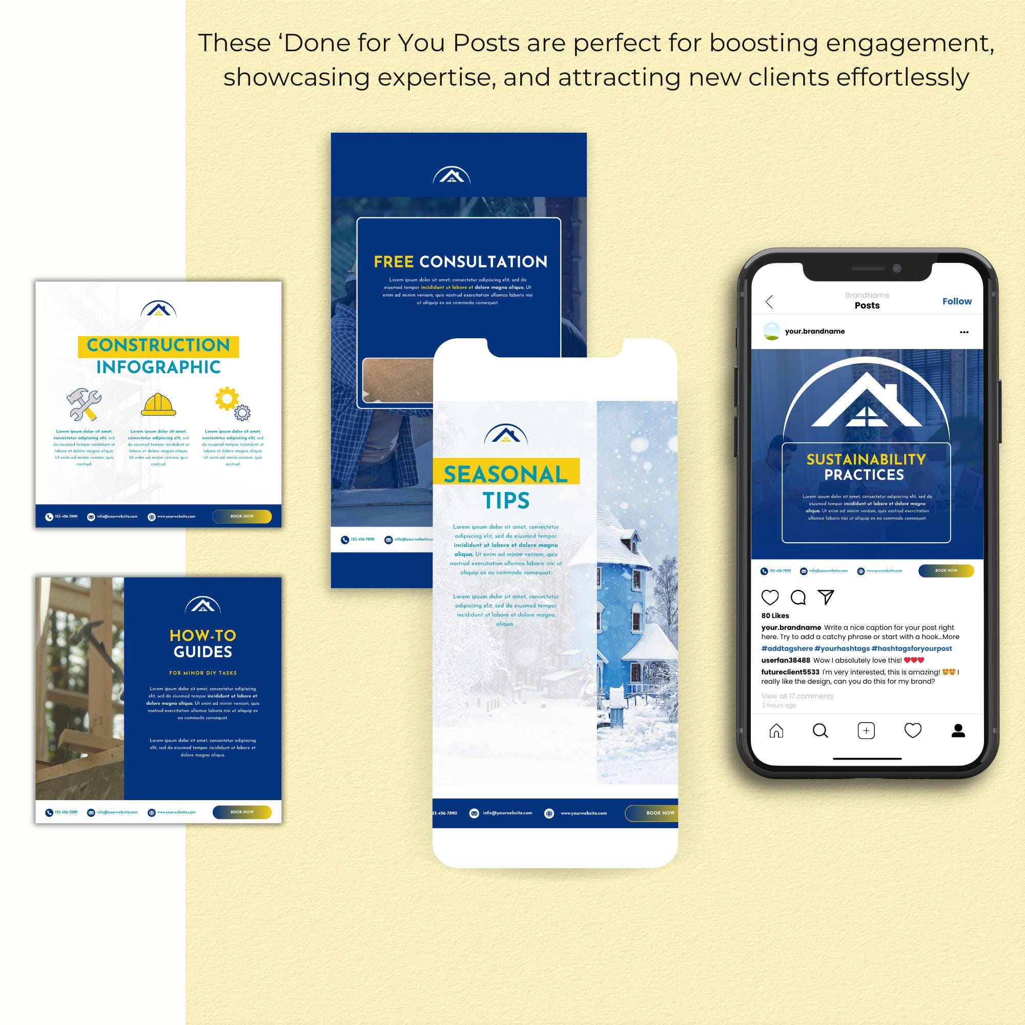 Editable Instagram Templates for Contractors | Construction Posts ...