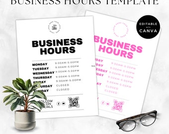 Business Hours Sign/hours of Operation Sign Customize and Printable ...