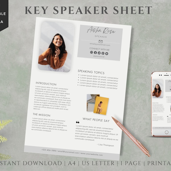 Speaker One Sheet - Etsy