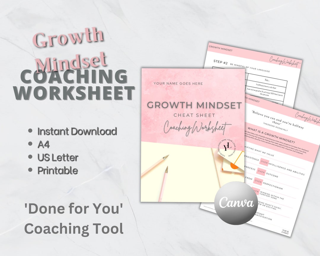 Coaching Worksheet, Growth Mindset, INSTANT DOWNLOAD, Printable ...