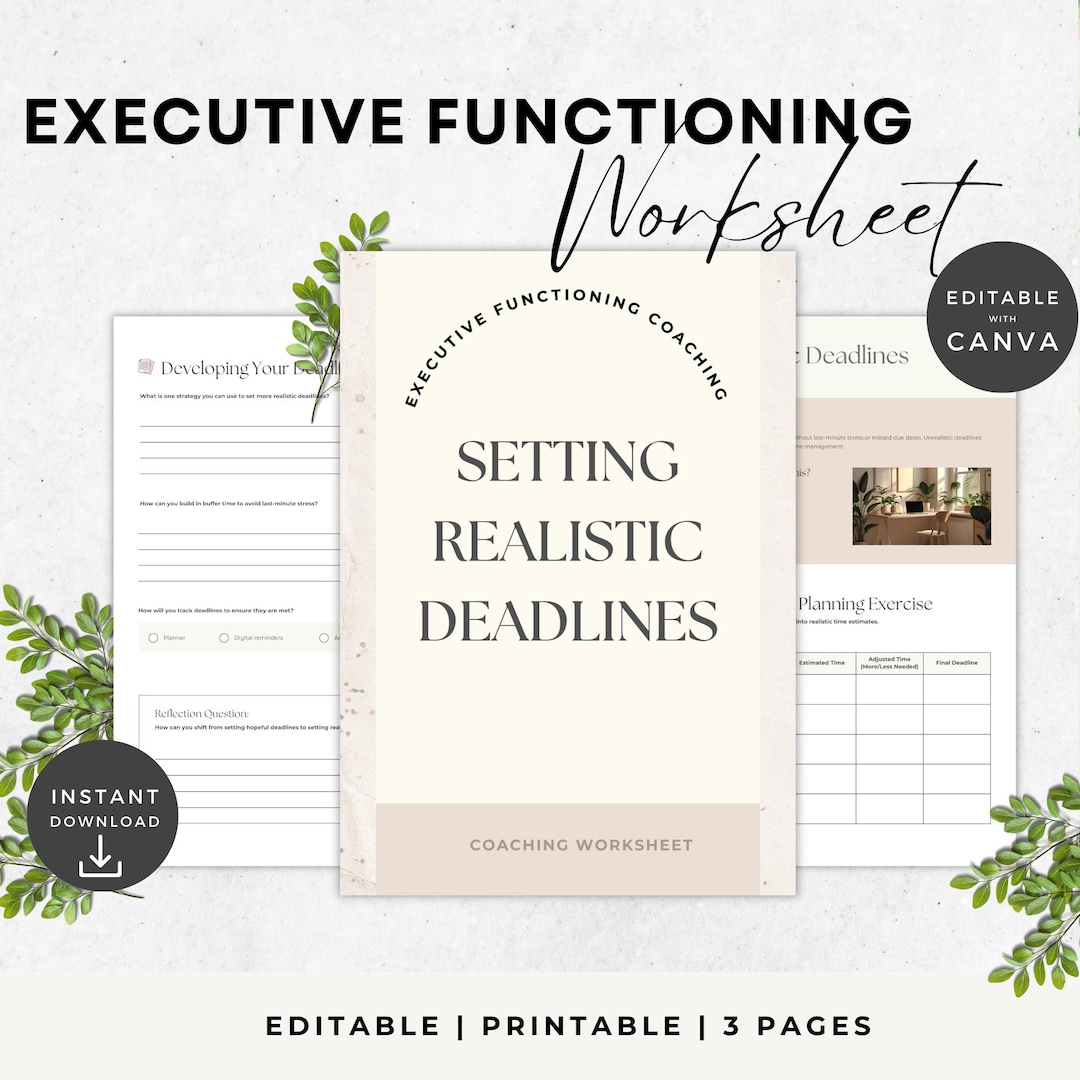 Productivity Worksheet for Time Management | Executive Functioning ...