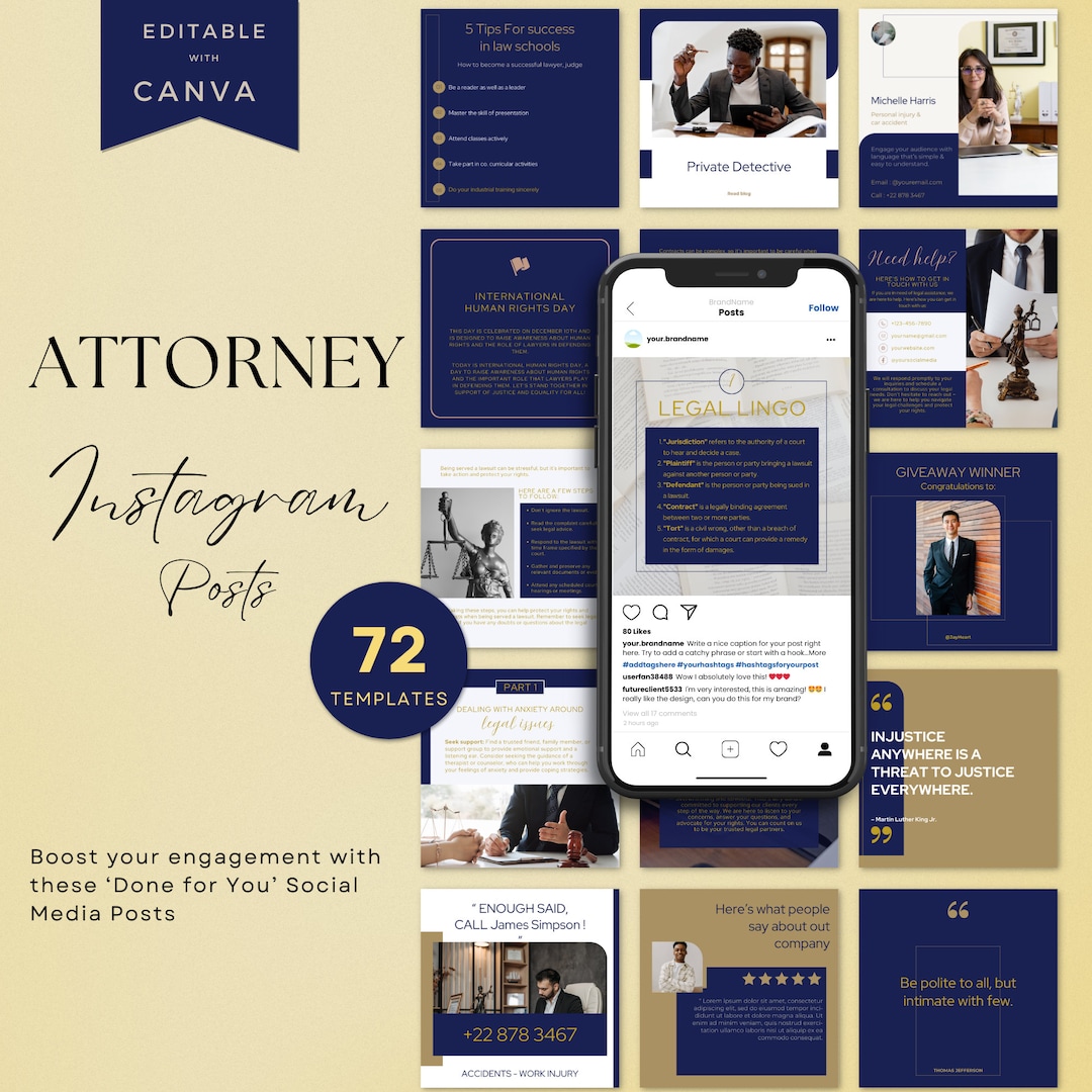 Law Firm Social Media Templates | Law Firm Marketing | Lawyer Social ...