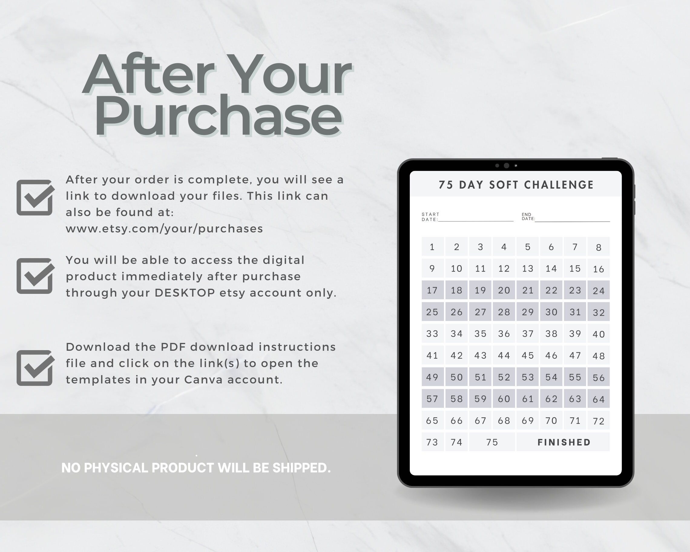 75 Soft Day Challenge Template INSTANT DOWNLOAD Habit Tracker Editable ...