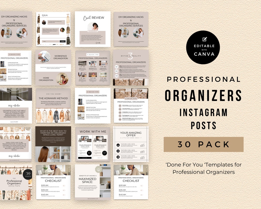Professional Organizer Instagram Templates INSTANT DOWNLOAD Declutter ...