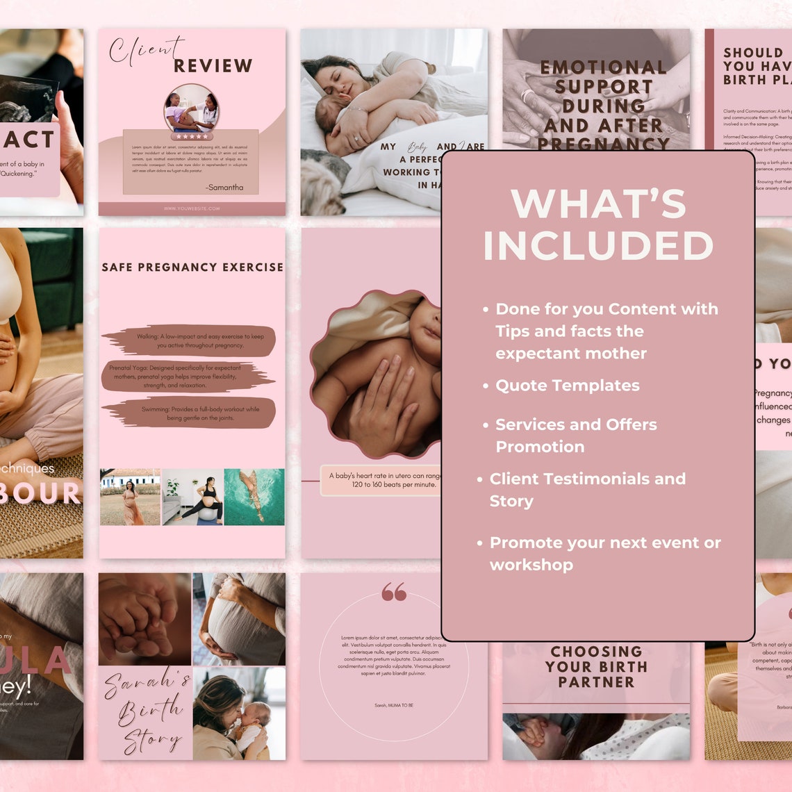 Doula Social Media | Canva Templates | Birth Doula Highlights ...