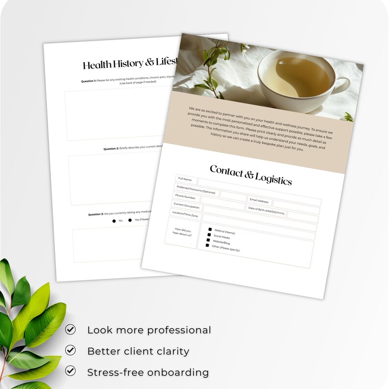 Client Onboarding Form for Wellness Practitioner | Editable Intake Form ...