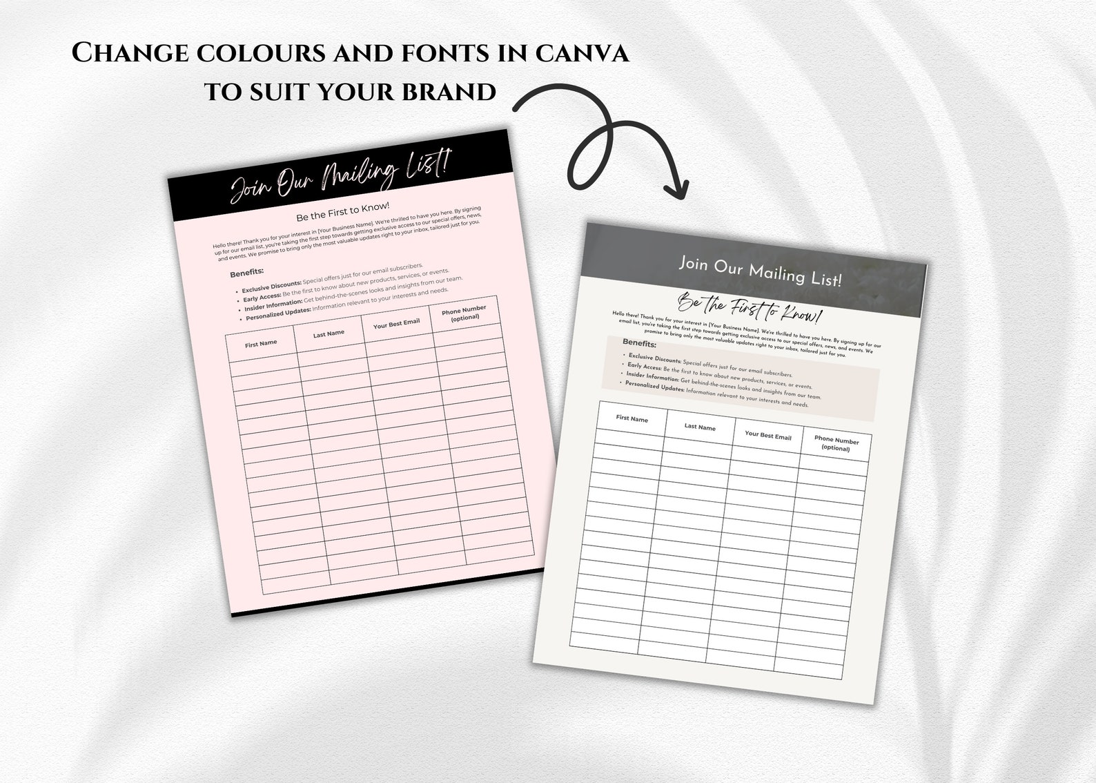 Printable Sign up Sheet for Events | Editable in Canva | Email Sign up ...