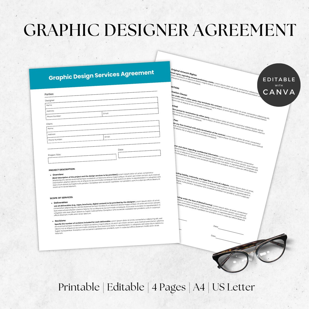Professional Graphic Design Contract | Editable Freelance Designer ...