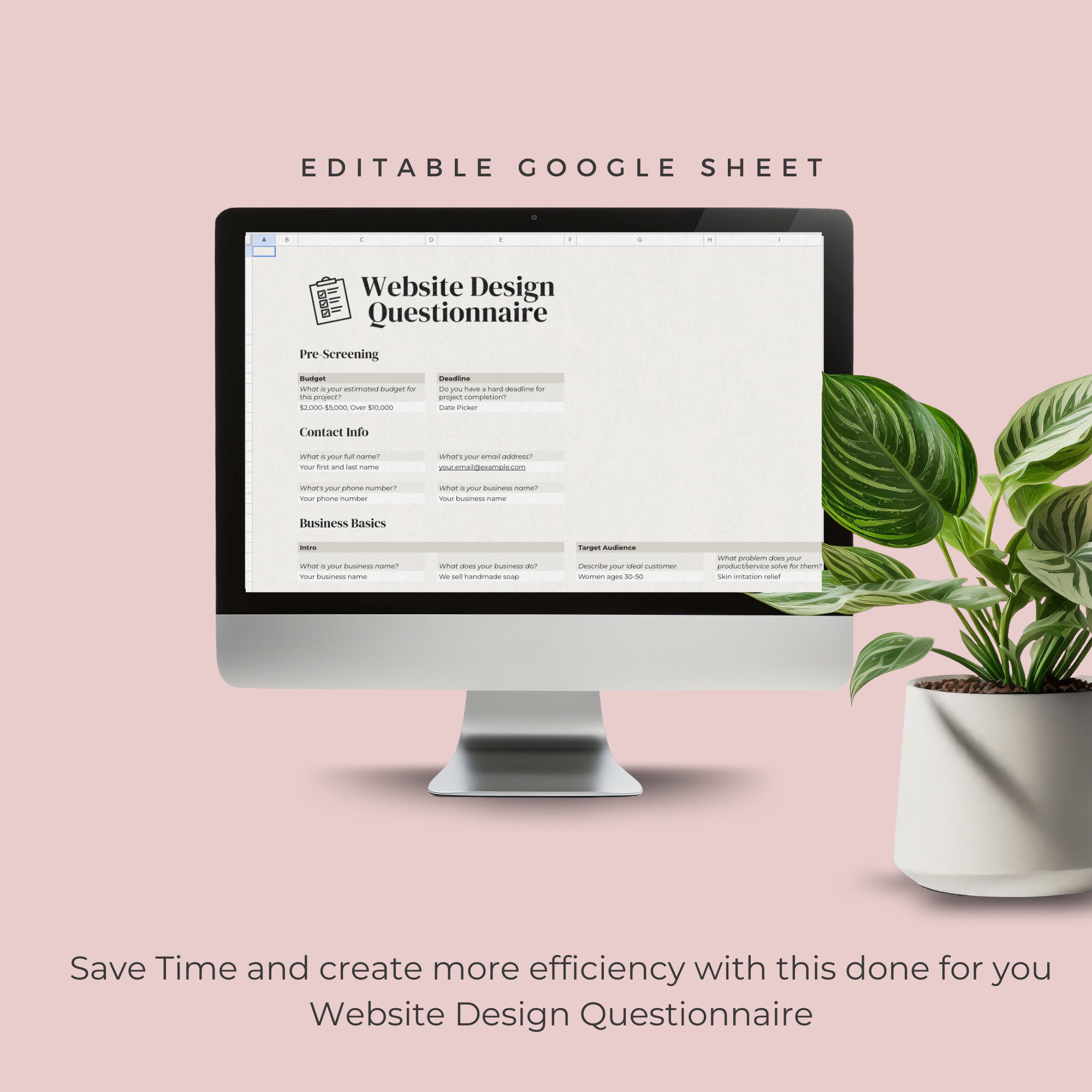 Web Design Client Questionnaire Template INSTANT DOWNLOAD Client Intake ...