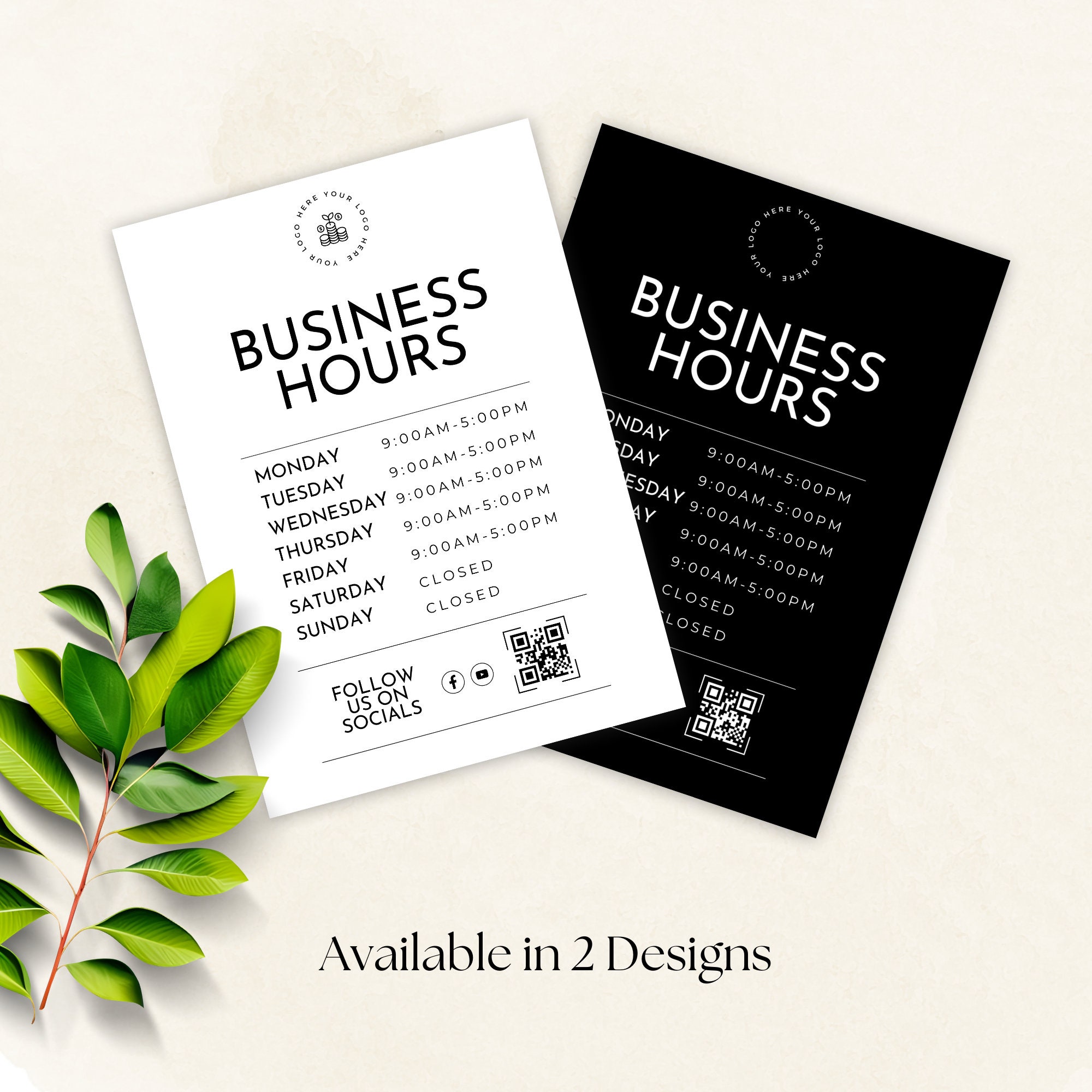Business Hours Sign Editable Template | Store Opening Hours Template ...