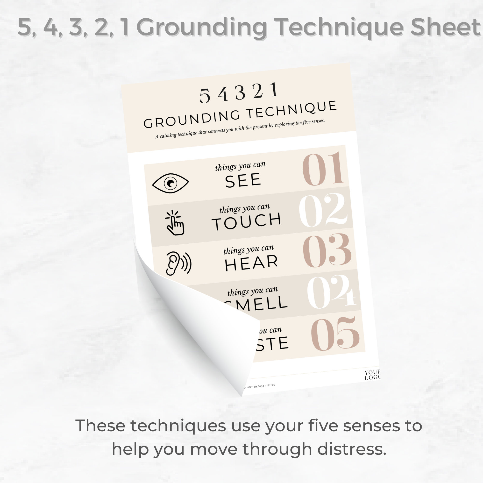 Grounding Techniques Sheet INSTANT DOWNLOAD Therapy Poster - Etsy