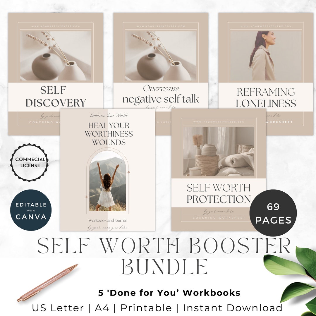 Self Esteem Workbook Bundle | Therapy Worksheet | Self Love | Self ...