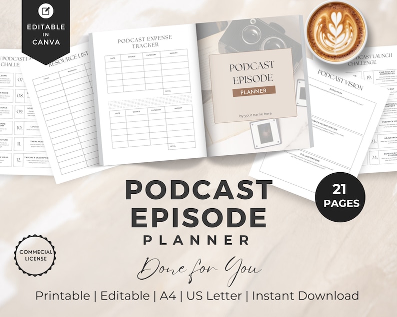 Podcast Episode Template | INSTANT DOWNLOAD | Podcast Planner Digital ...
