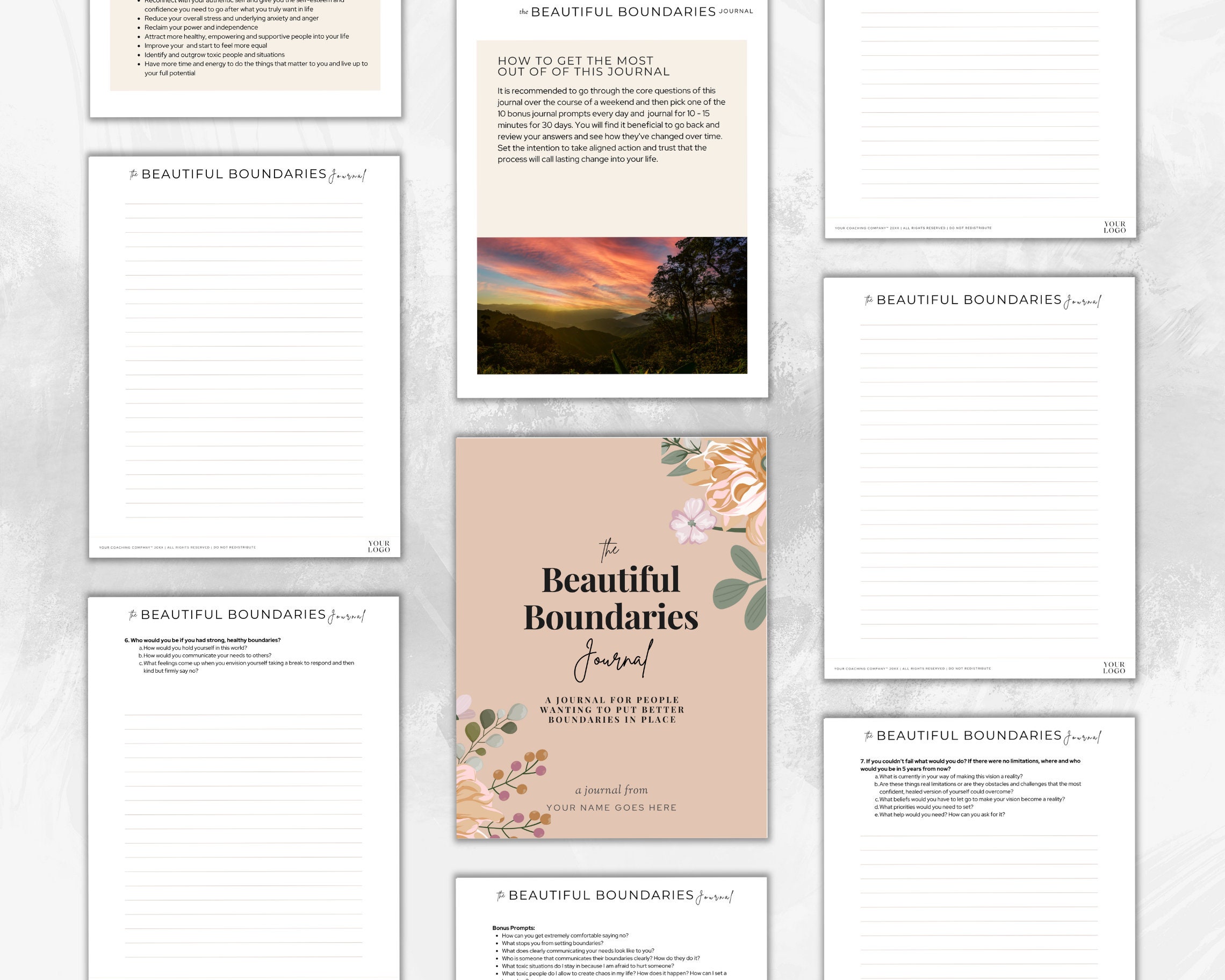 Beautiful Boundaries Journal INSTANT DOWNLOAD, Self Care Journal ...