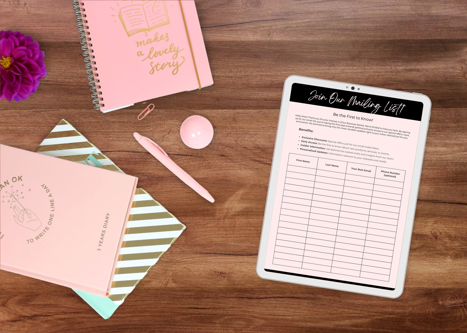 Printable Sign up Sheet for Events | Editable in Canva | Email Sign up ...