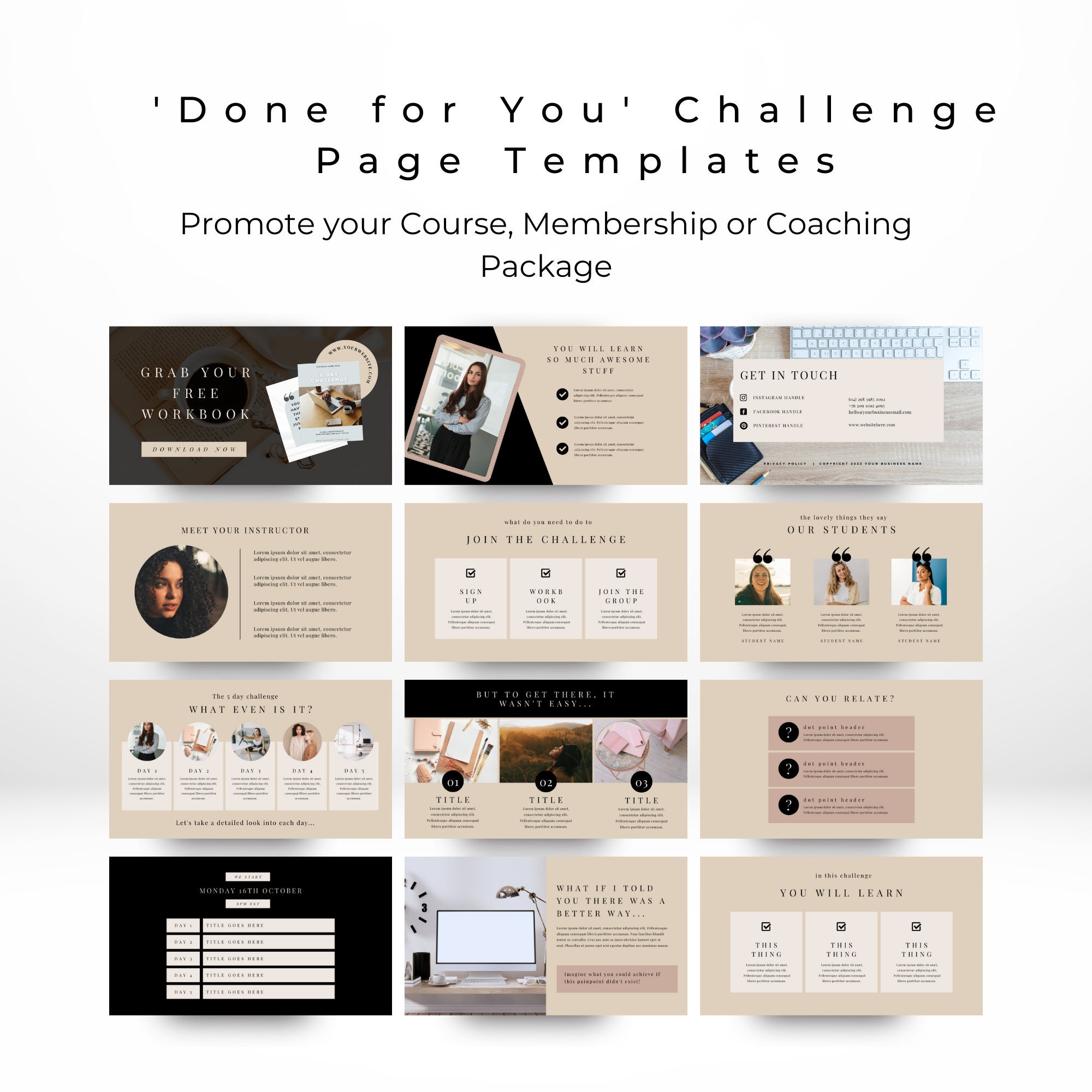 Promote Your 5 Day Challenge INSTANT DOWNLOAD Canva Challenge Page ...