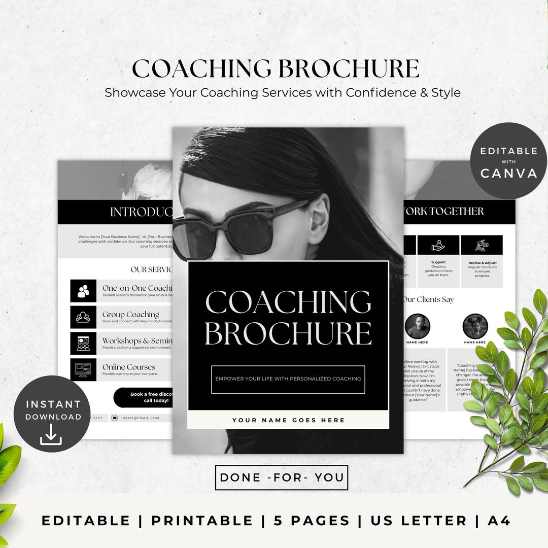 Professional Brochure Template for Coaches | Editable Canva Flyer for ...