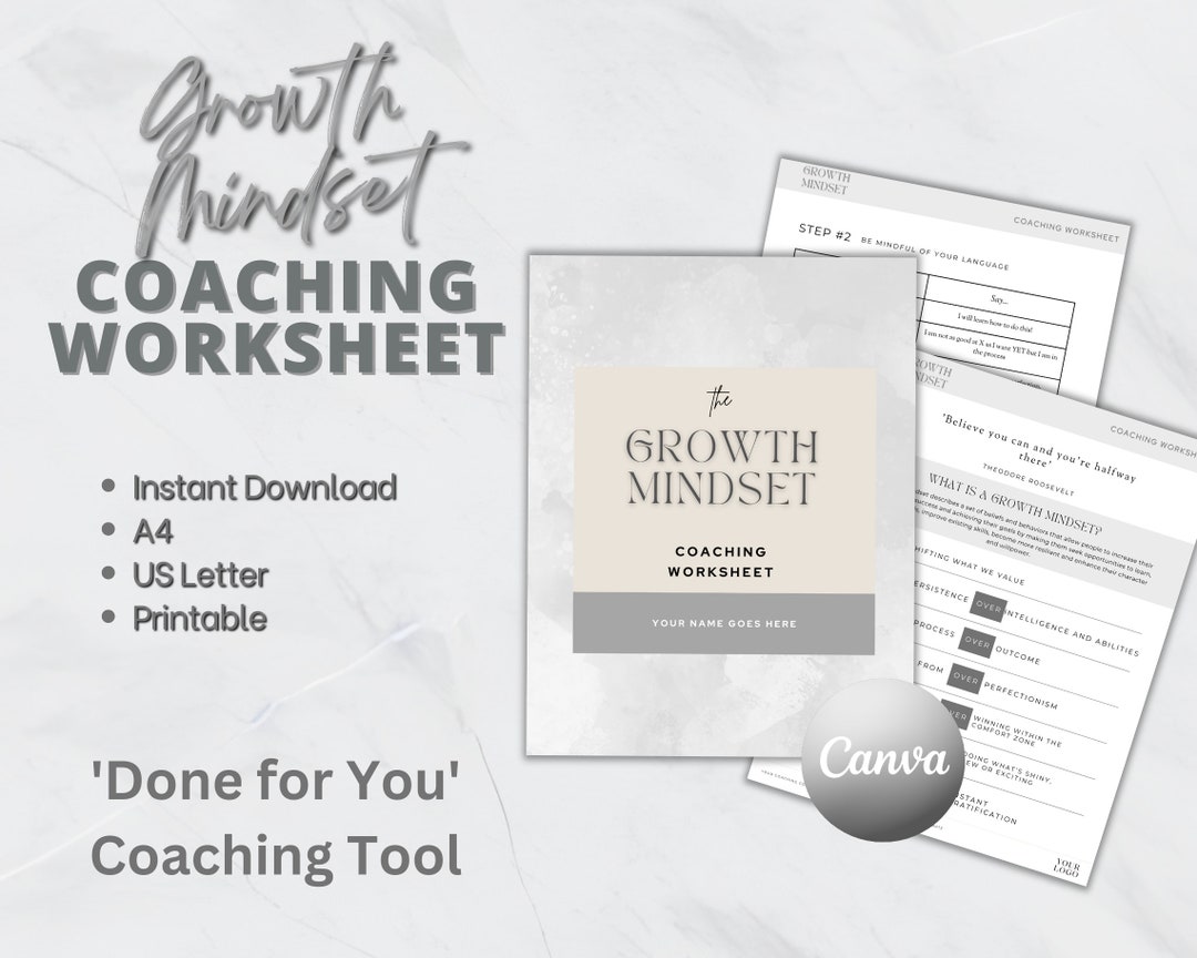 Coaching Worksheet, Growth Mindset, INSTANT DOWNLOAD, Printable ...