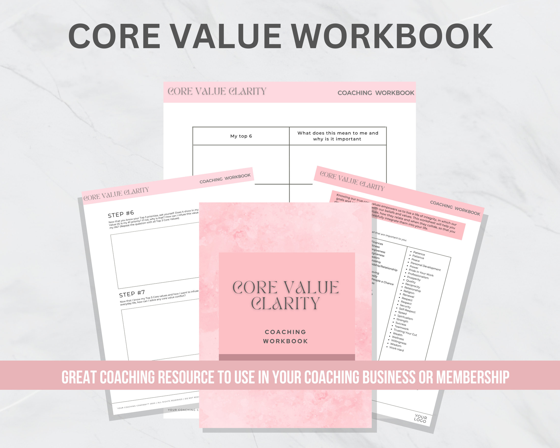 Core Values, Coaching Workbook, INSTANT DOWNLOAD, Coaching Tools, Life ...