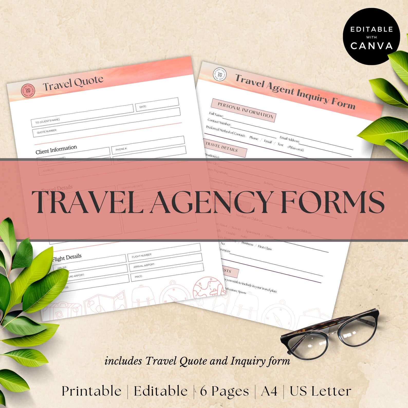 Travel Agent Questionnaire INSTANT DOWNLOAD Vacation Inquiry Travel ...