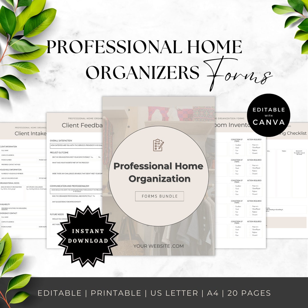 Professional Organizer Forms Bundle | Home Organizer Flyer | Client ...
