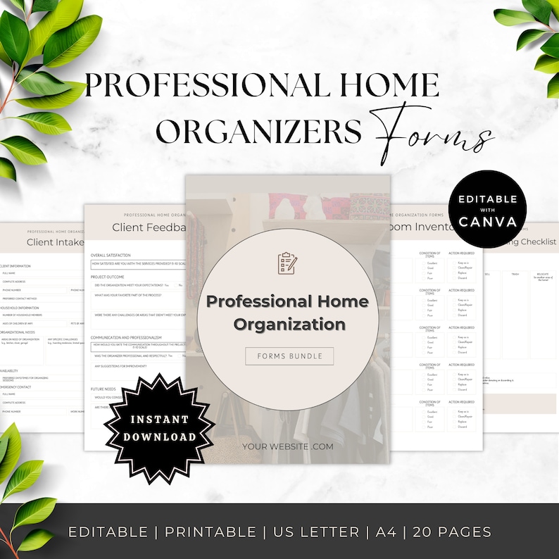 Professional Organizer Forms Bundle | Home Organizer Flyer | Client ...