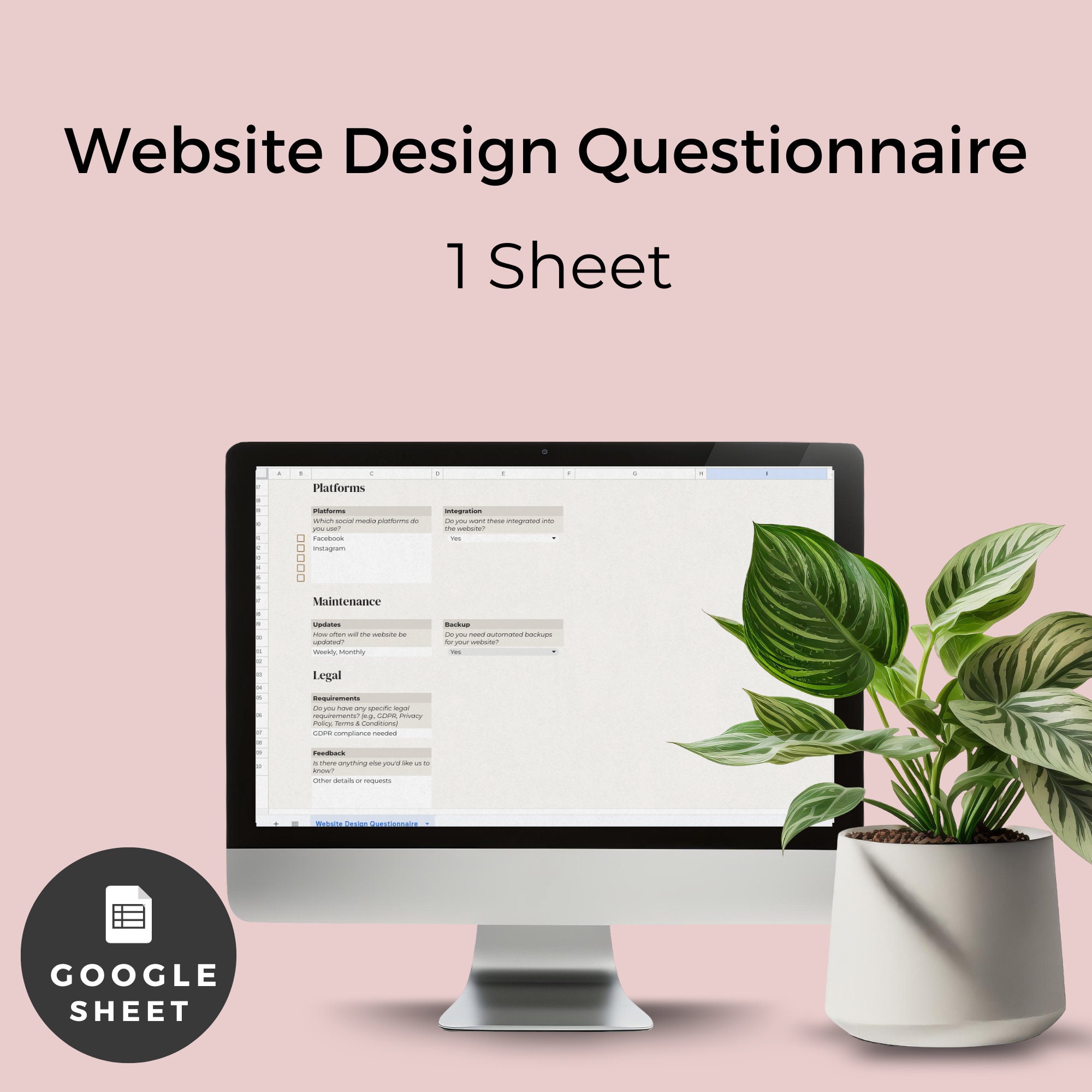 Web Design Client Questionnaire Template INSTANT DOWNLOAD Client Intake ...