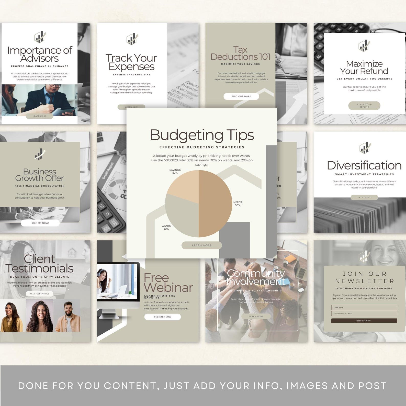 Bookkeeping Instagram Templates | Financial Advisor Social Media ...