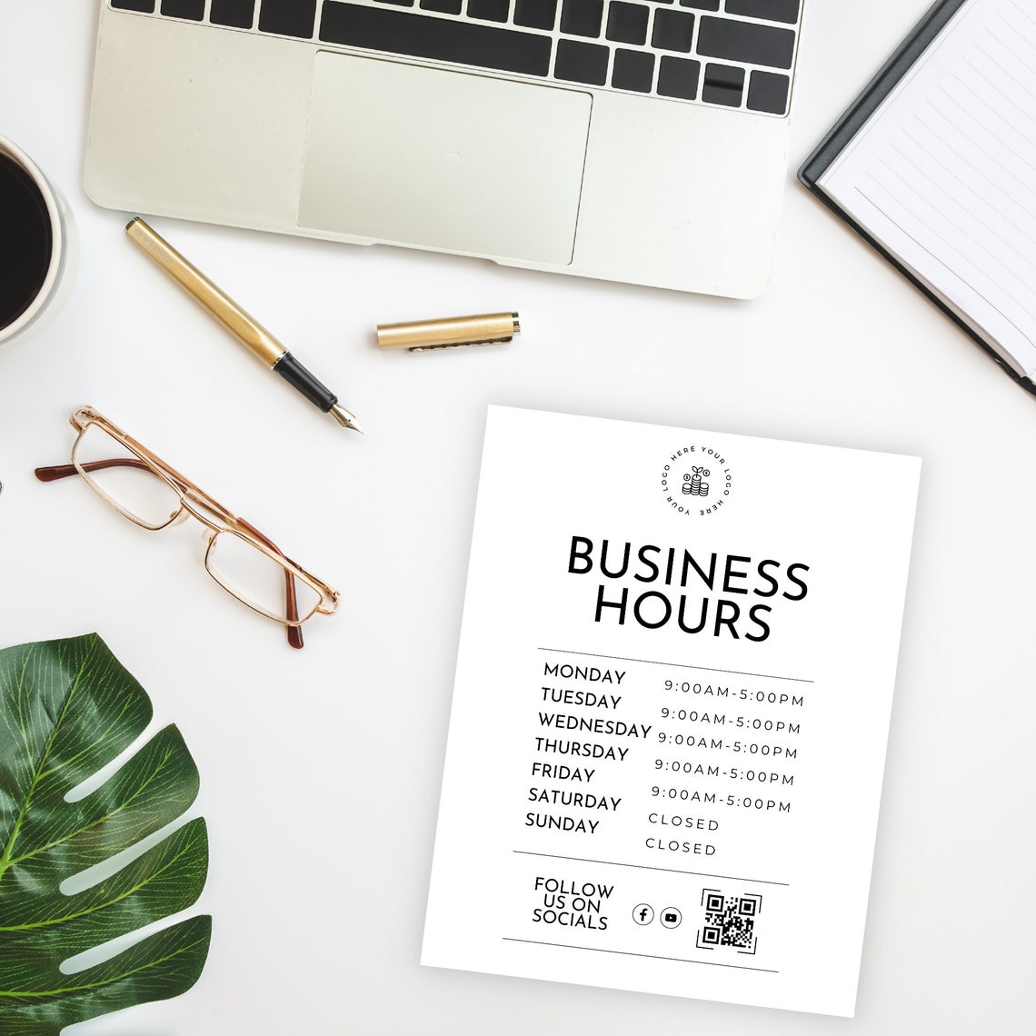 Business Hours Sign Editable Template | Store Opening Hours Template ...