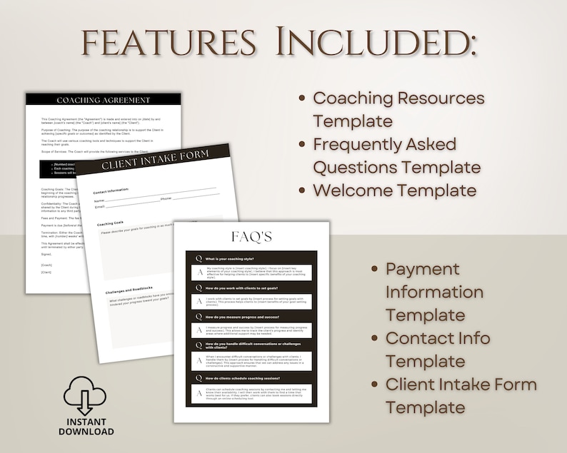 Coaching Welcome Pack | INSTANT DOWNLOAD | Intake Forms for Coaches ...