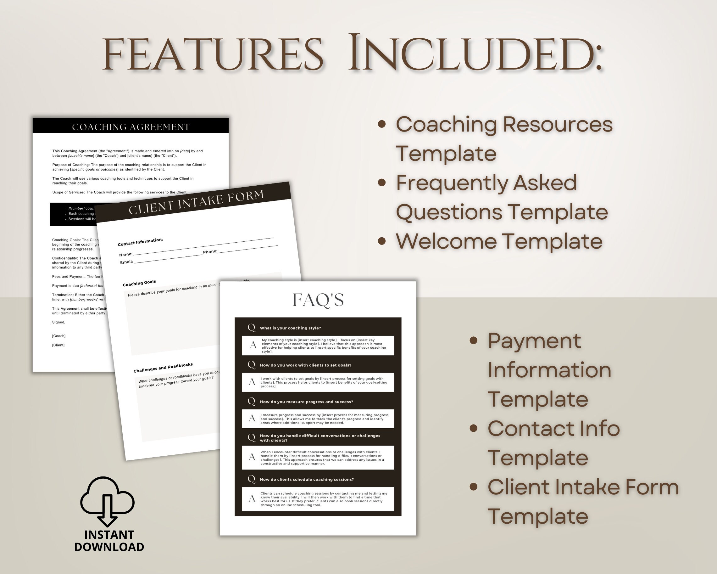 Coaching Welcome Pack | INSTANT DOWNLOAD | Intake Forms for Coaches ...