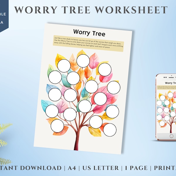 Worry Tree Worksheet - Etsy