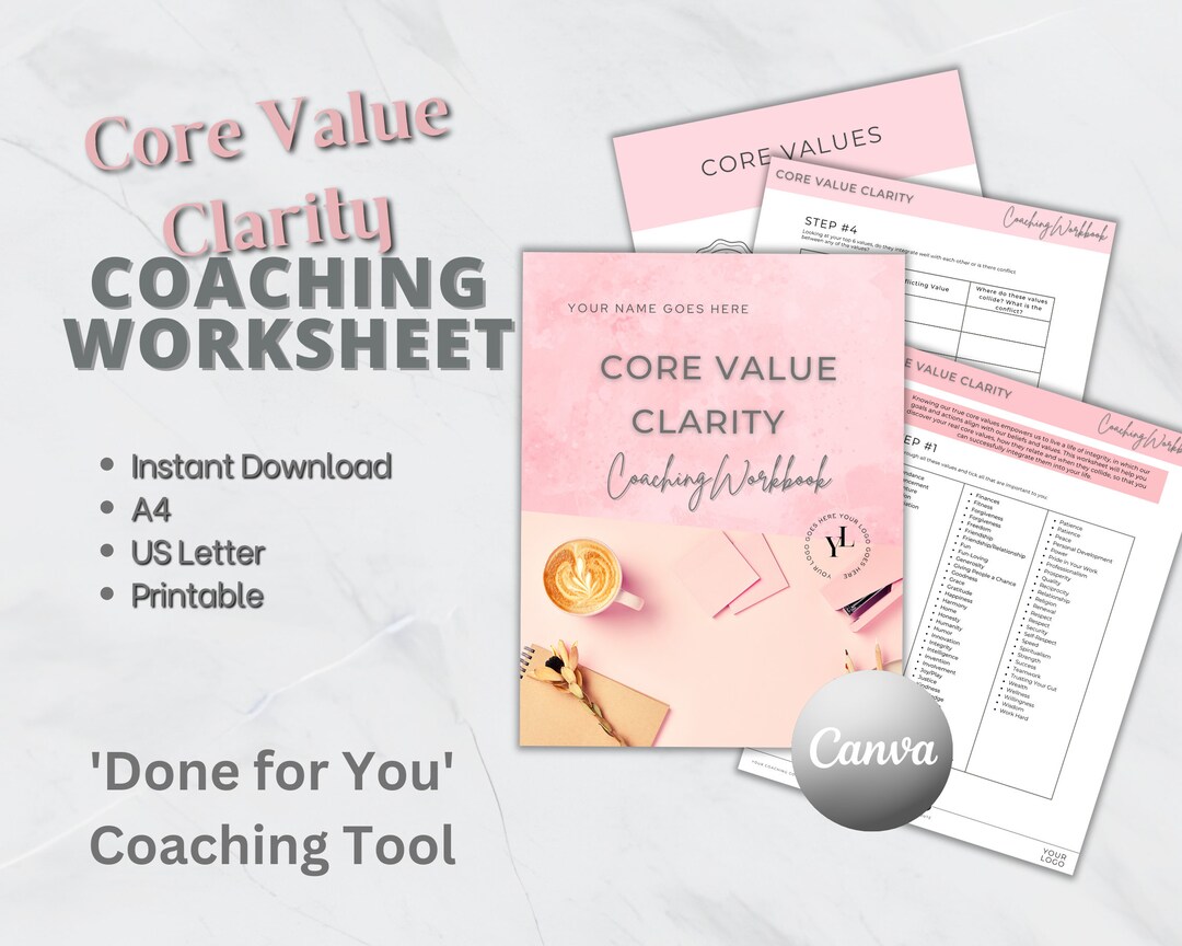 Core Values, Coaching Workbook, INSTANT DOWNLOAD, Coaching Tools, Life ...