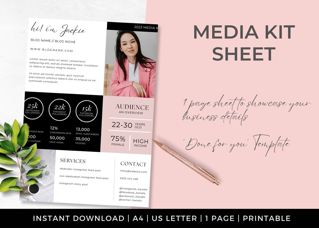 Canva Youtube Influencer Media Kit | INSTANT DOWNLOAD | Media Kit ...