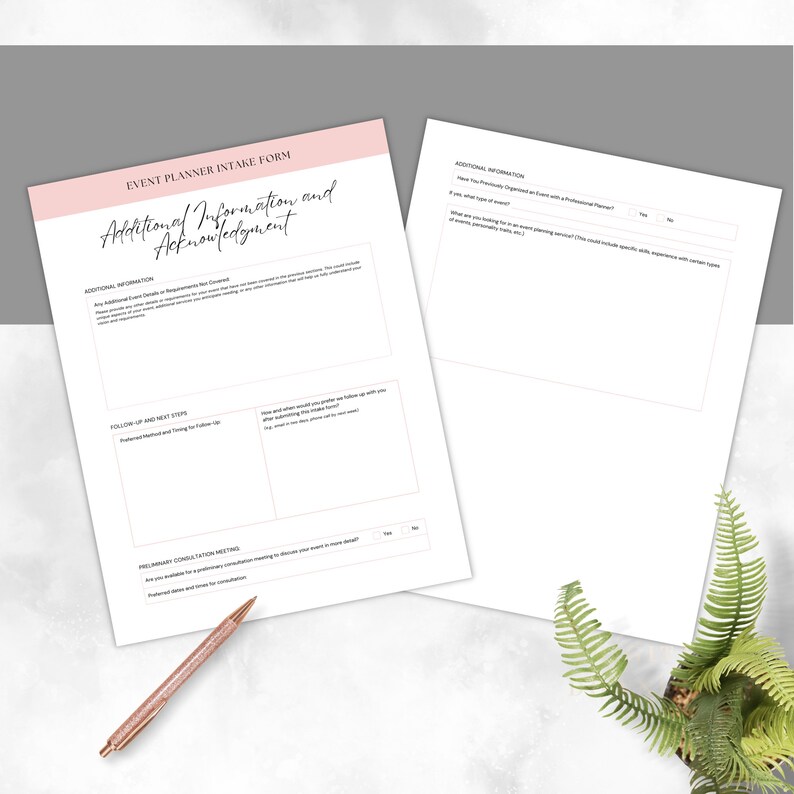 Event Planner Client Forms | Wedding Planner Contract | Event Planning ...