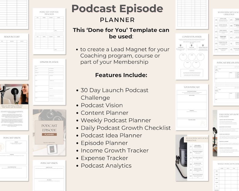 Podcast Episode Template | INSTANT DOWNLOAD | Podcast Planner Digital ...