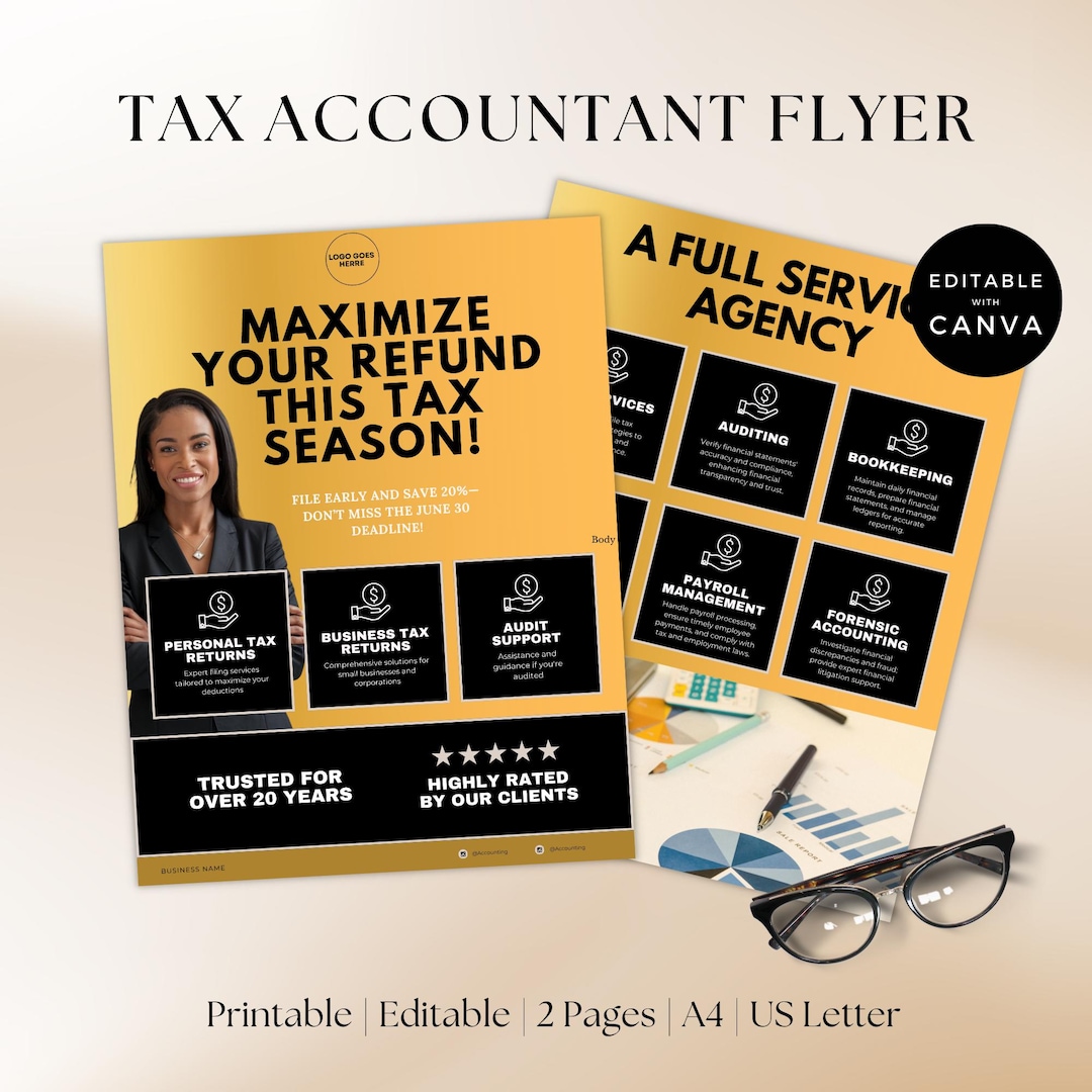 DIY Tax Prep Flyer | Tax Season Marketing | Accountant Services | Tax ...
