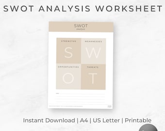 SWOT Analysis Printable/digital Worksheet. Instant Download, PDF ...