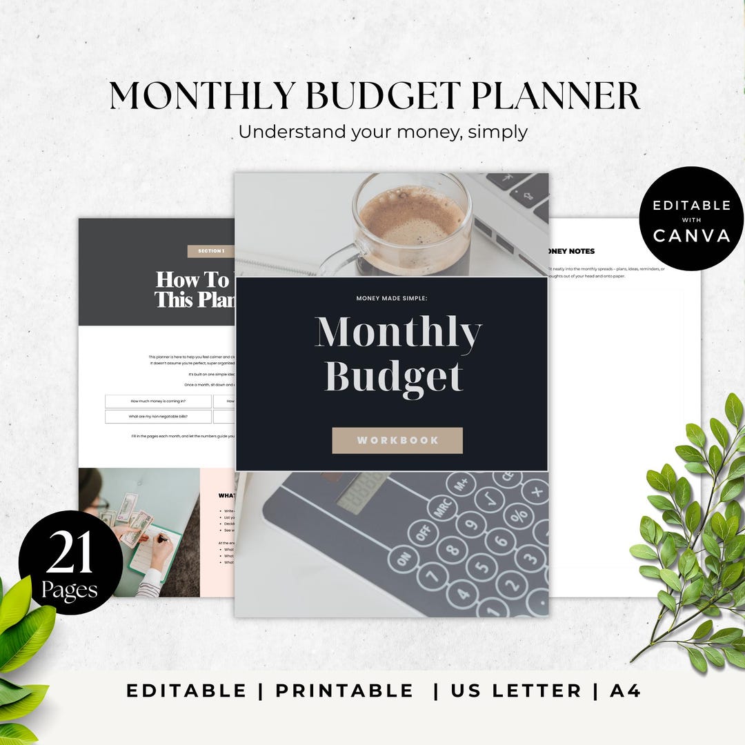 Plan Your Monthly Budget | Simple Personal Finance Workbook | Printable ...