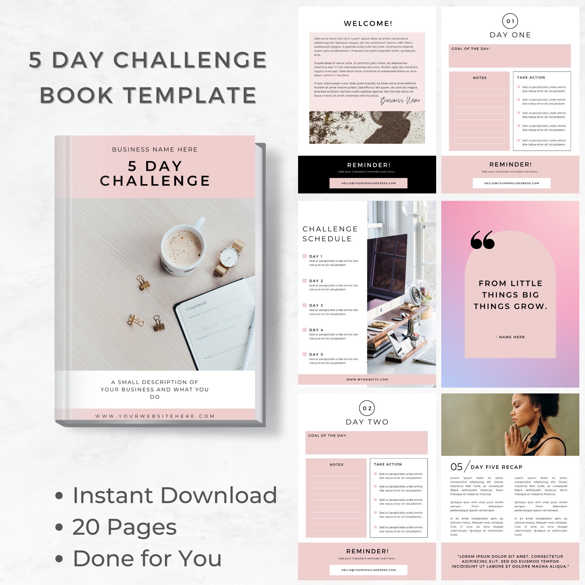 5 Day Challenge Workbook, INSTANT DOWNLOAD, Done for You, Course ...