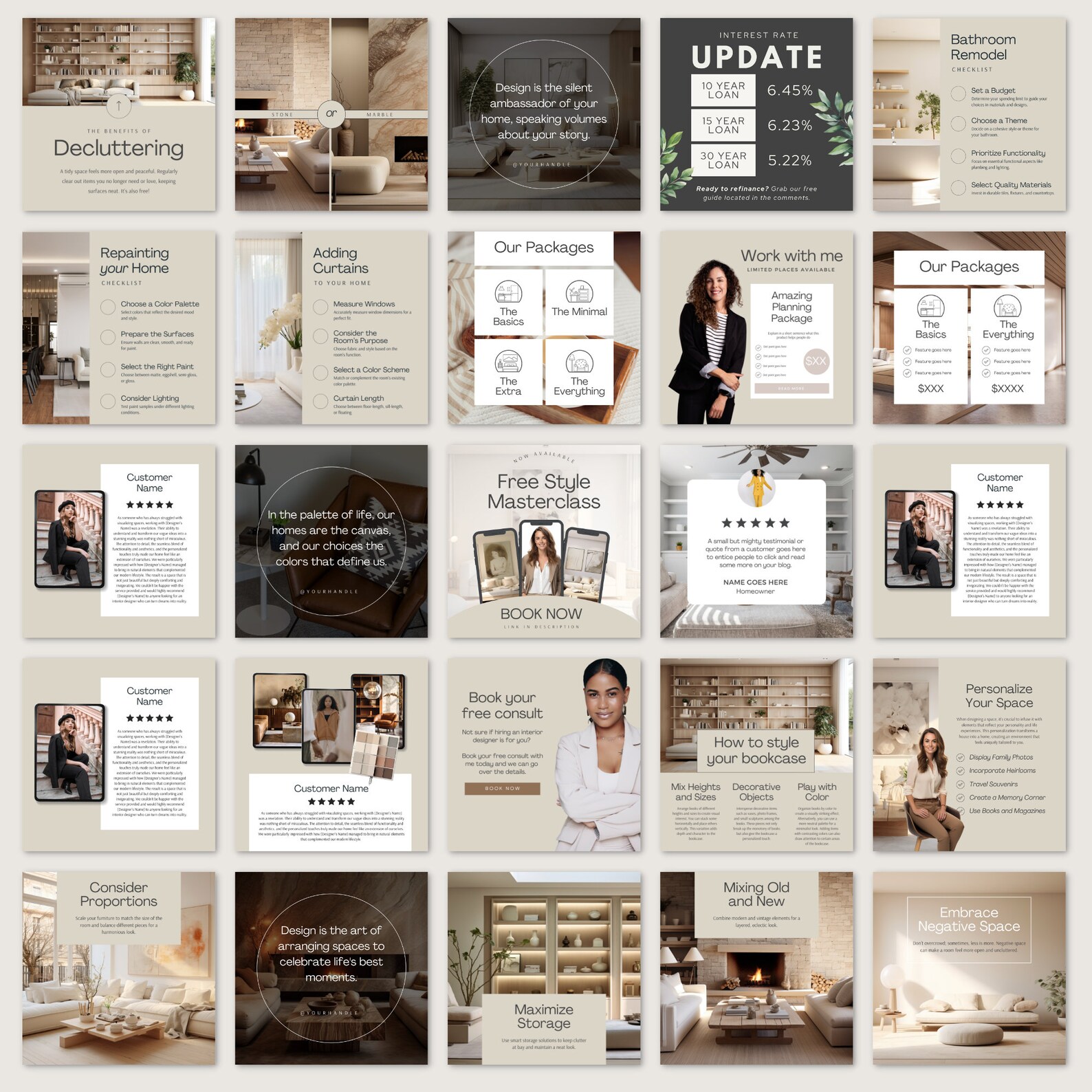 Interior Design Ig Post Templates | Minimalist Home Decor Template ...