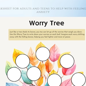 Worry Tree Worksheets | INSTANT DOWNLOAD | Anxiety Relief for Adults ...