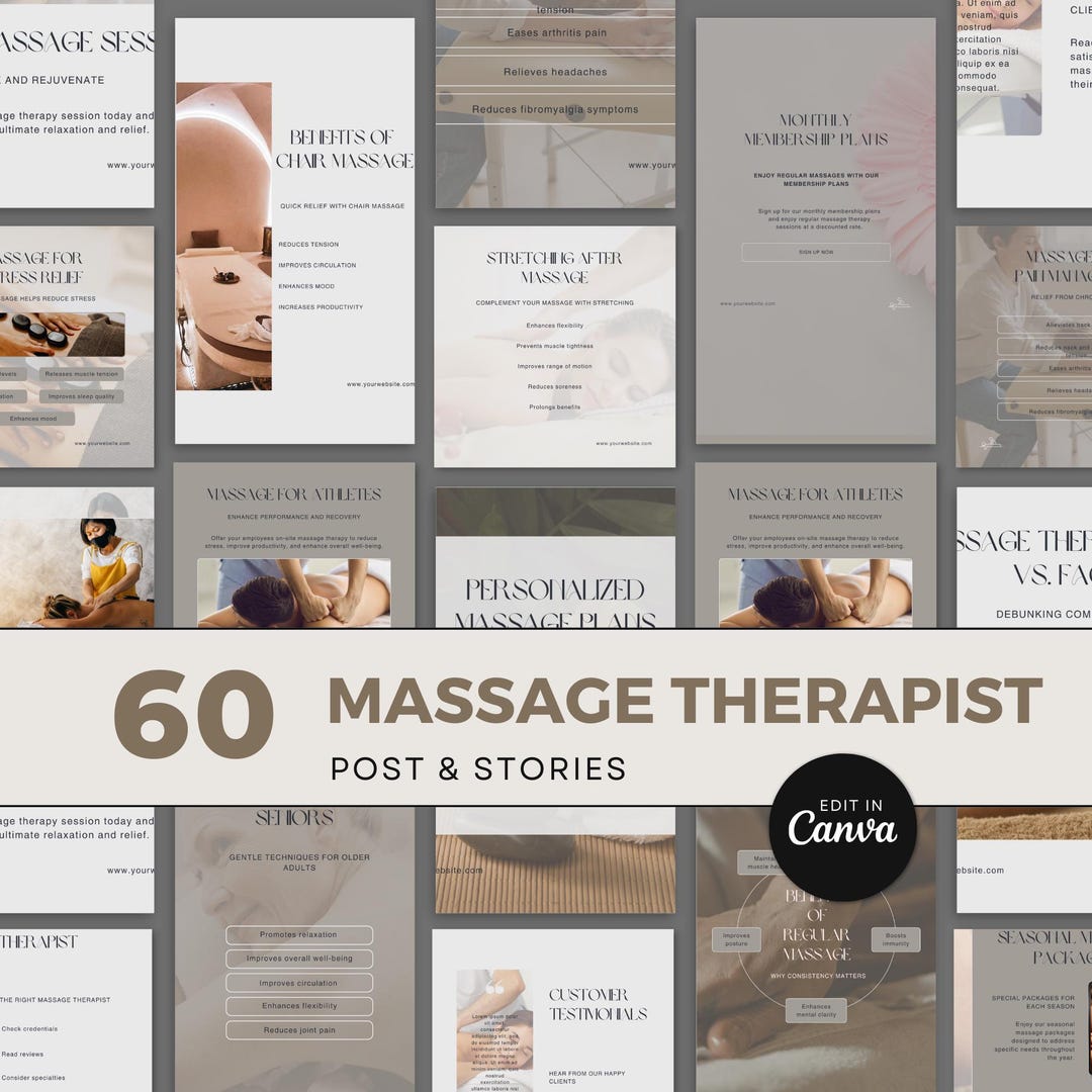 Massage Therapy Instagram Templates | Editable Social Media Posts ...