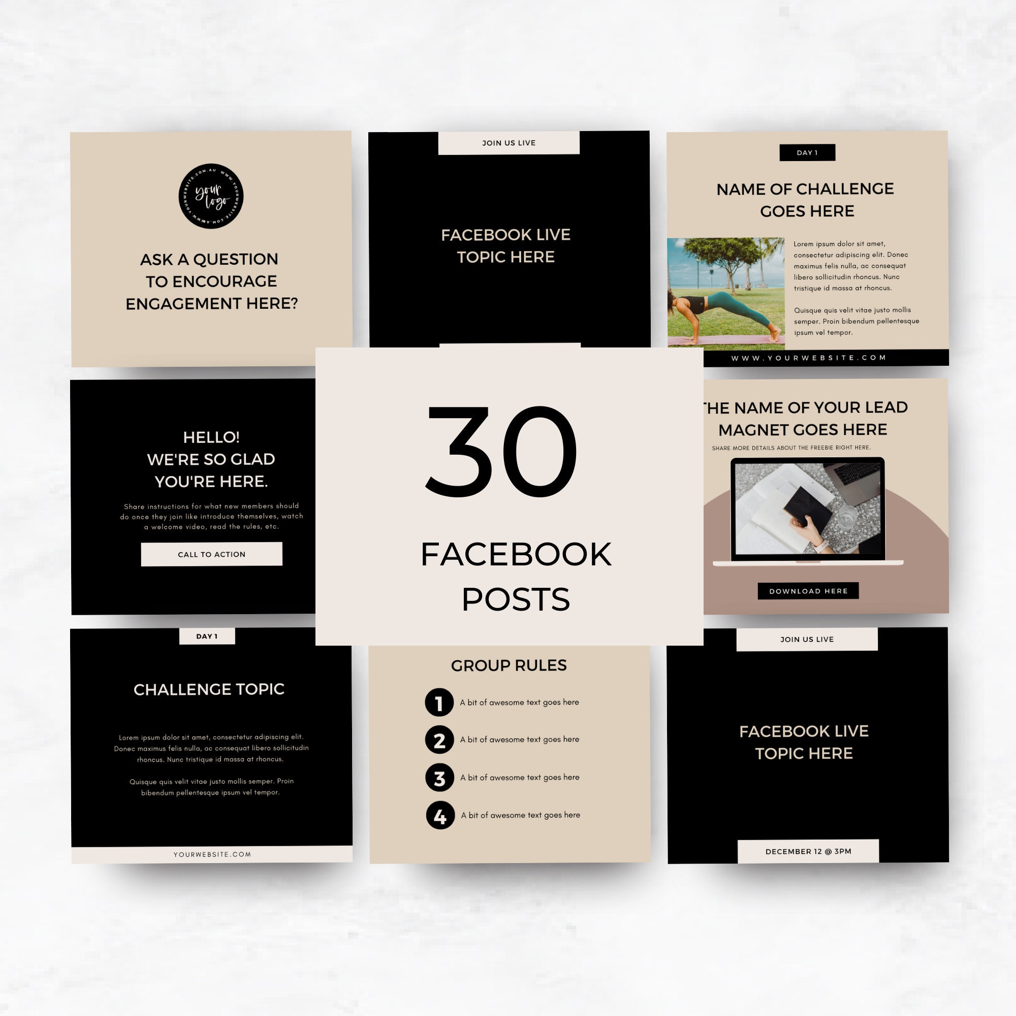 30 Facebook Group Templates | INSTANT DOWNLOAD | Social Media Templates ...