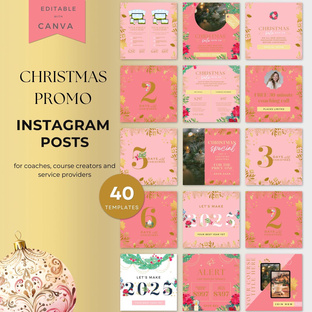 12 Days of Christmas Instagram Templates for Coaches | Editable Social ...