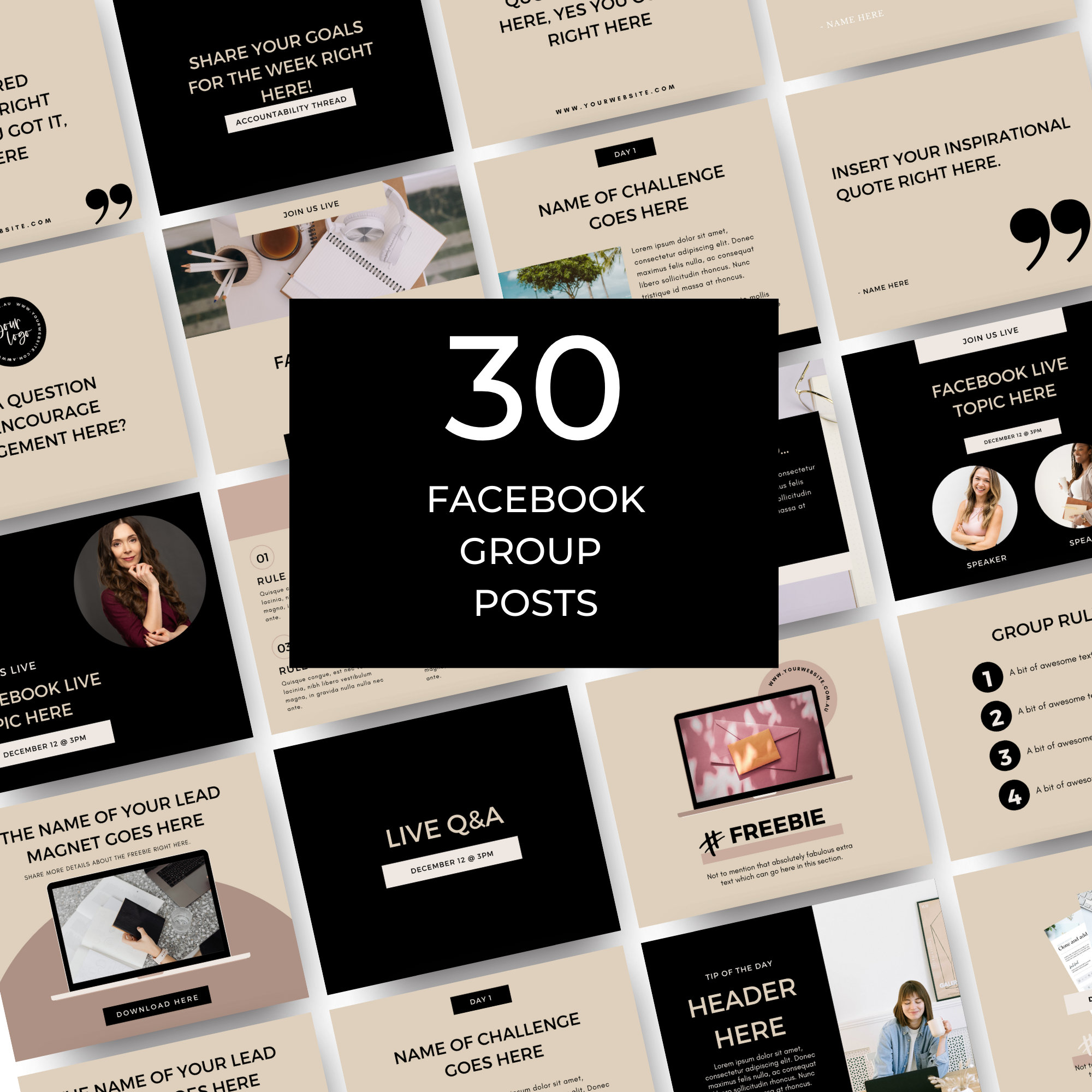 30 Facebook Group Templates | INSTANT DOWNLOAD | Social Media Templates ...